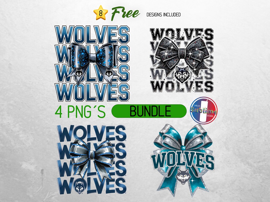 Wolves School Team Mascot Bow Shirt PNG, Gray and Blue Team Football ...