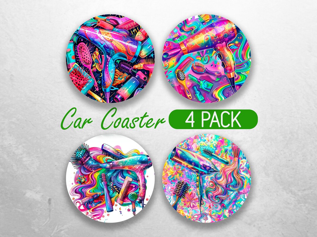 Colorful Hairstylist Car Coaster PNG Hairdresser Car Coaster ...
