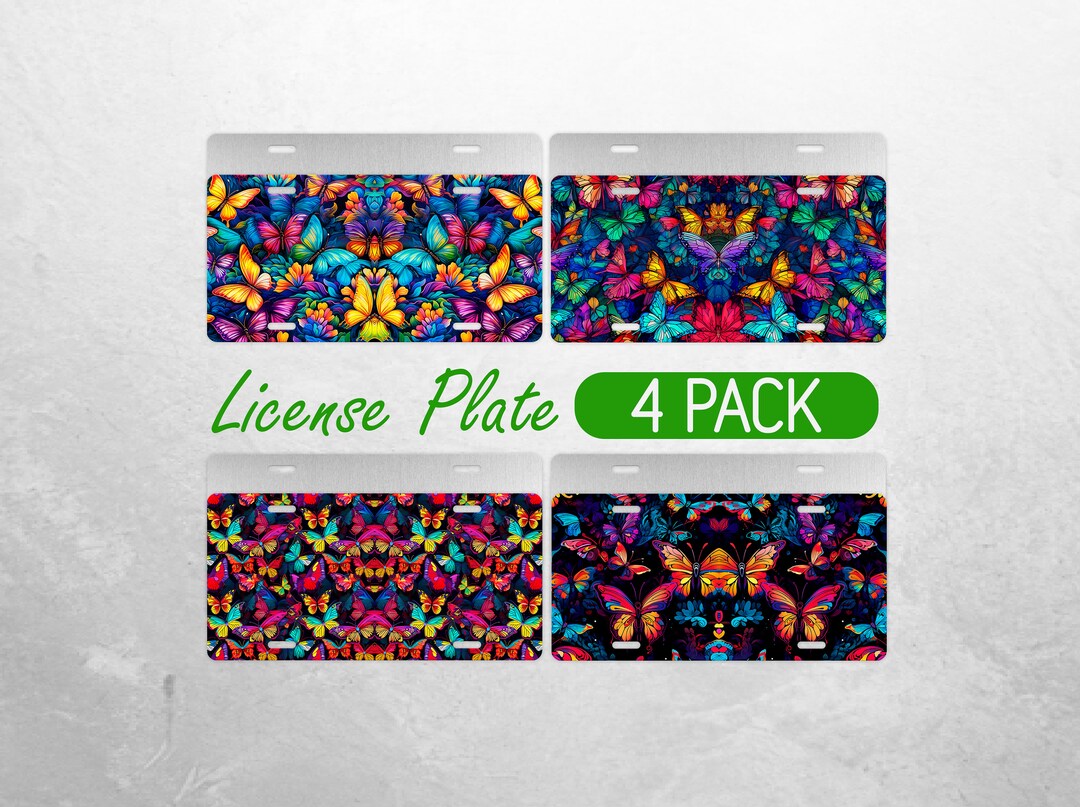 Cute Butterfly License Plate PNG Colorful Butterflies License Plate ...
