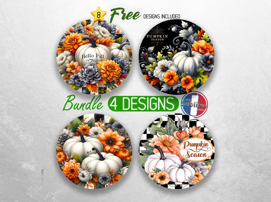 Pumpkins Fall Car Coaster PNG Bundle Pumpkin Season Coaster Png ...