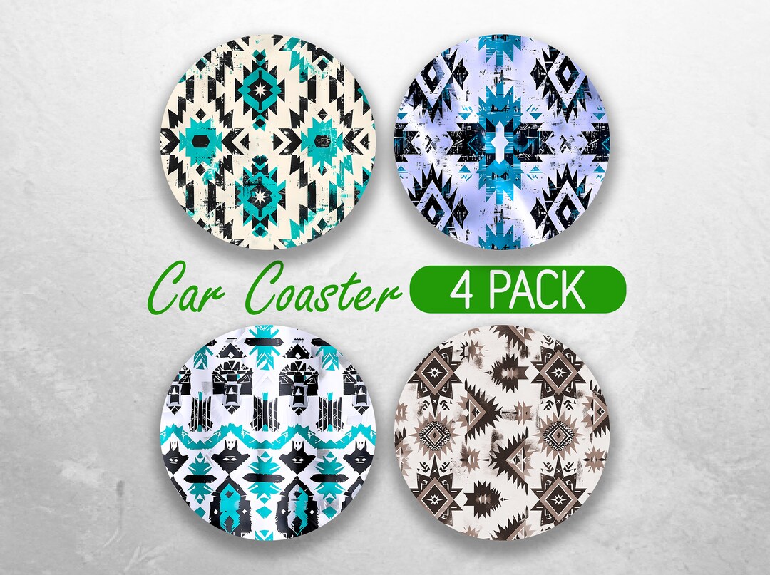 Aztec Western Car Coaster PNG Rustic Country Car Coaster Sublimation ...