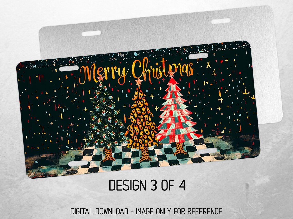 Christmas Tree License Plate PNG Bundle Merry Christmas License Plate ...