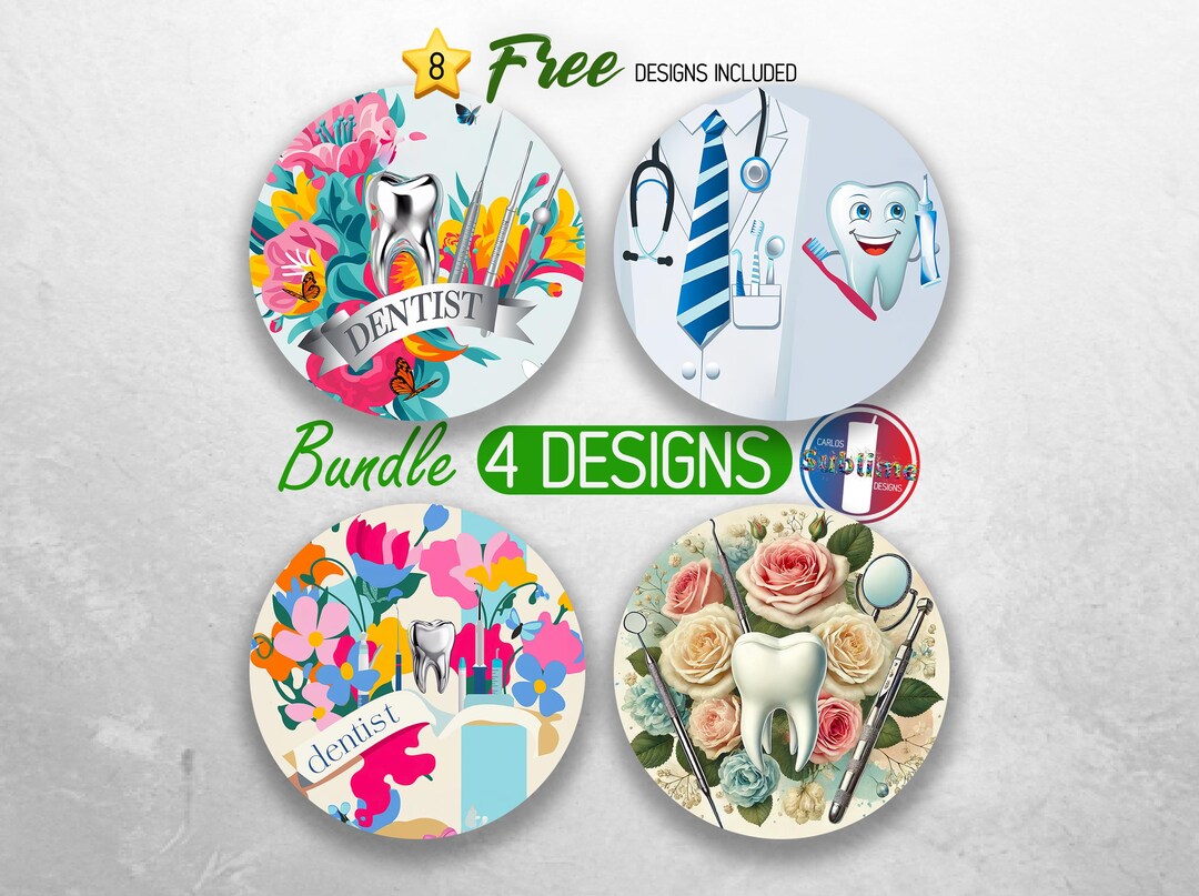 Dentist Car Coaster PNG Bundle Dental Tools Car Coaster Sublimation ...