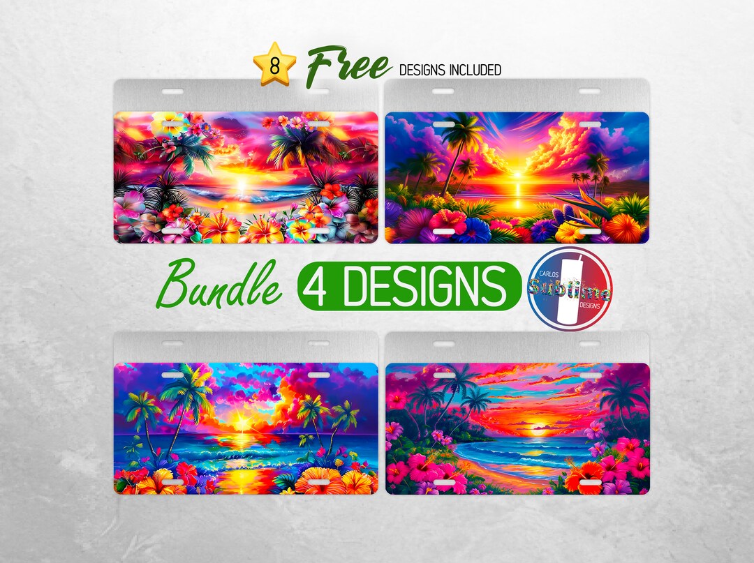 Beach Sunset License Plate PNG Ocean Summer License Plate Design ...