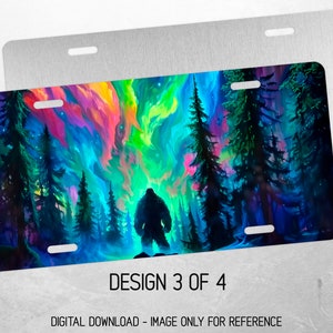 Bigfoot License Plate PNG Yeti Northern Lights License Plate Design ...