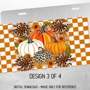 Fall Pumpkin License Plate PNG Sunflower Fall License Plate Design ...