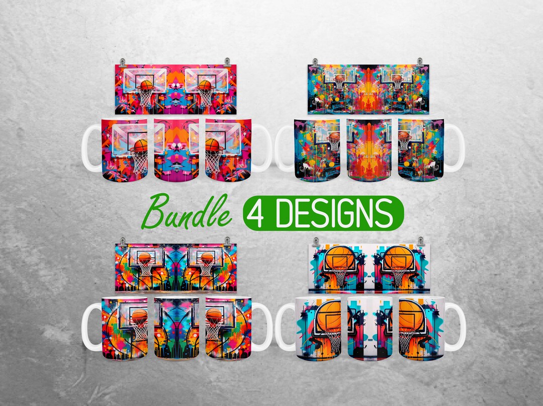 Basketball 11oz and 15oz Mug Sublimation Design Graffiti Basketball Mug ...