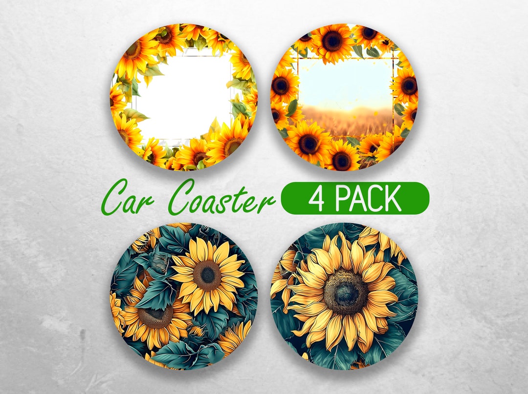 Add Name Sunflowers Car Coaster PNG Spring Flowers Car Coaster ...