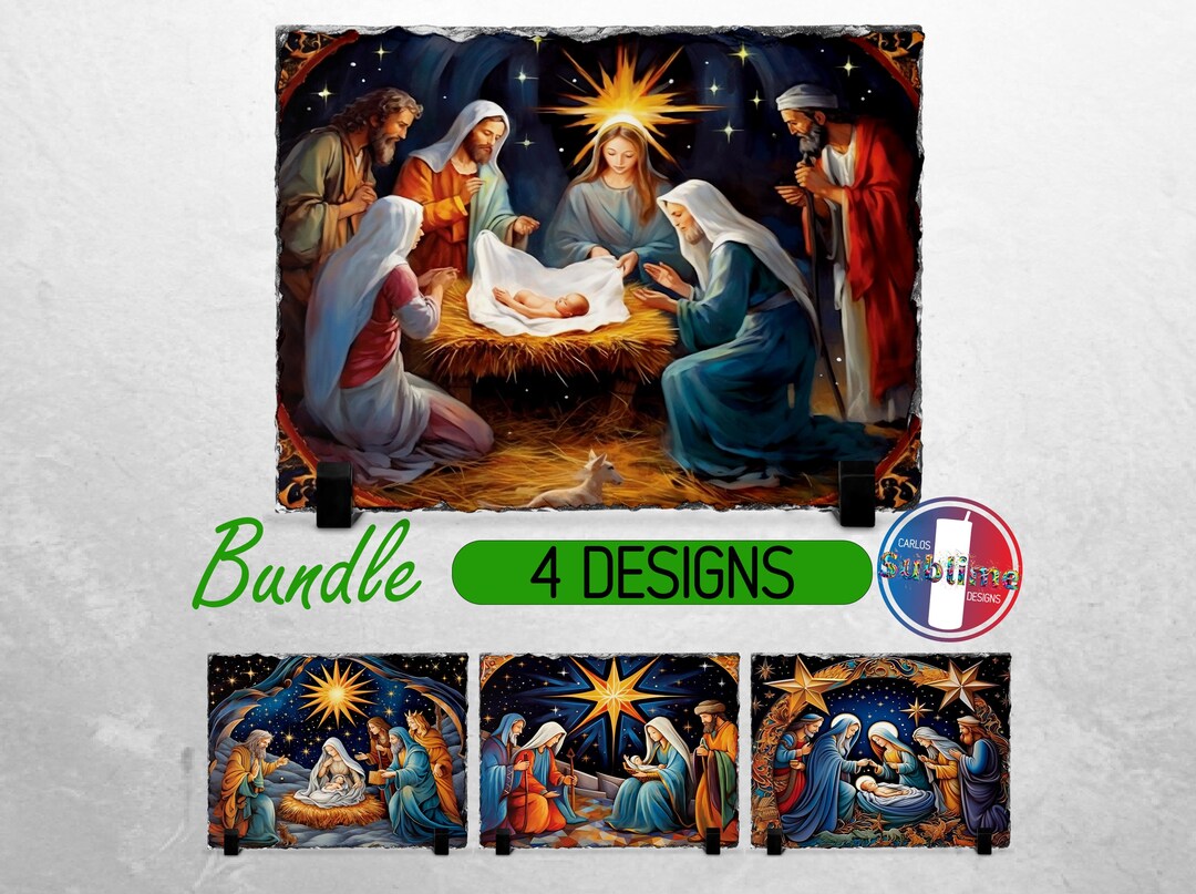 3D Nativity Scene Slate PNG 3D Nativity Slate File Bundle Sublimation ...