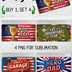 Retro Fathers Day License Plate PNG Patriotic Best Dad License Plate ...