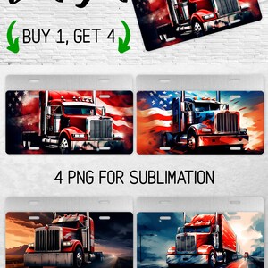 Semi Truck License Plate PNG USA Flag Truck Driver License Plate Design ...