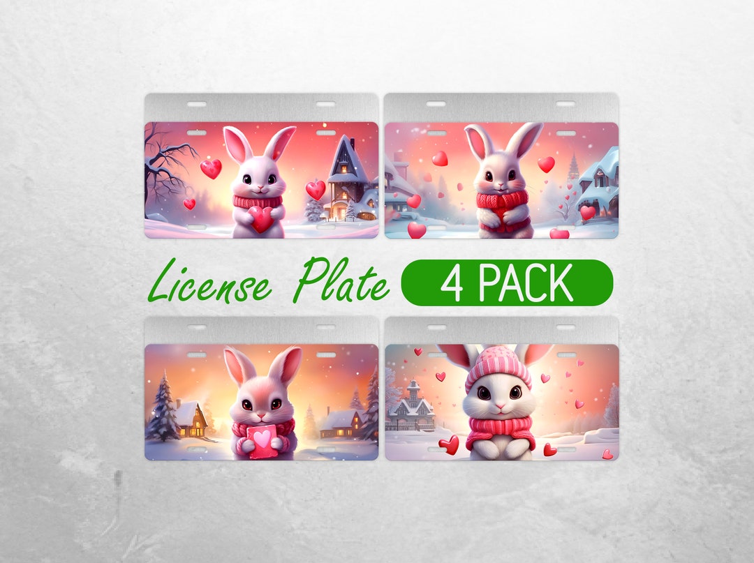Bunny Rabbit License Plate PNG Valentine Day License Plate Design Heart ...