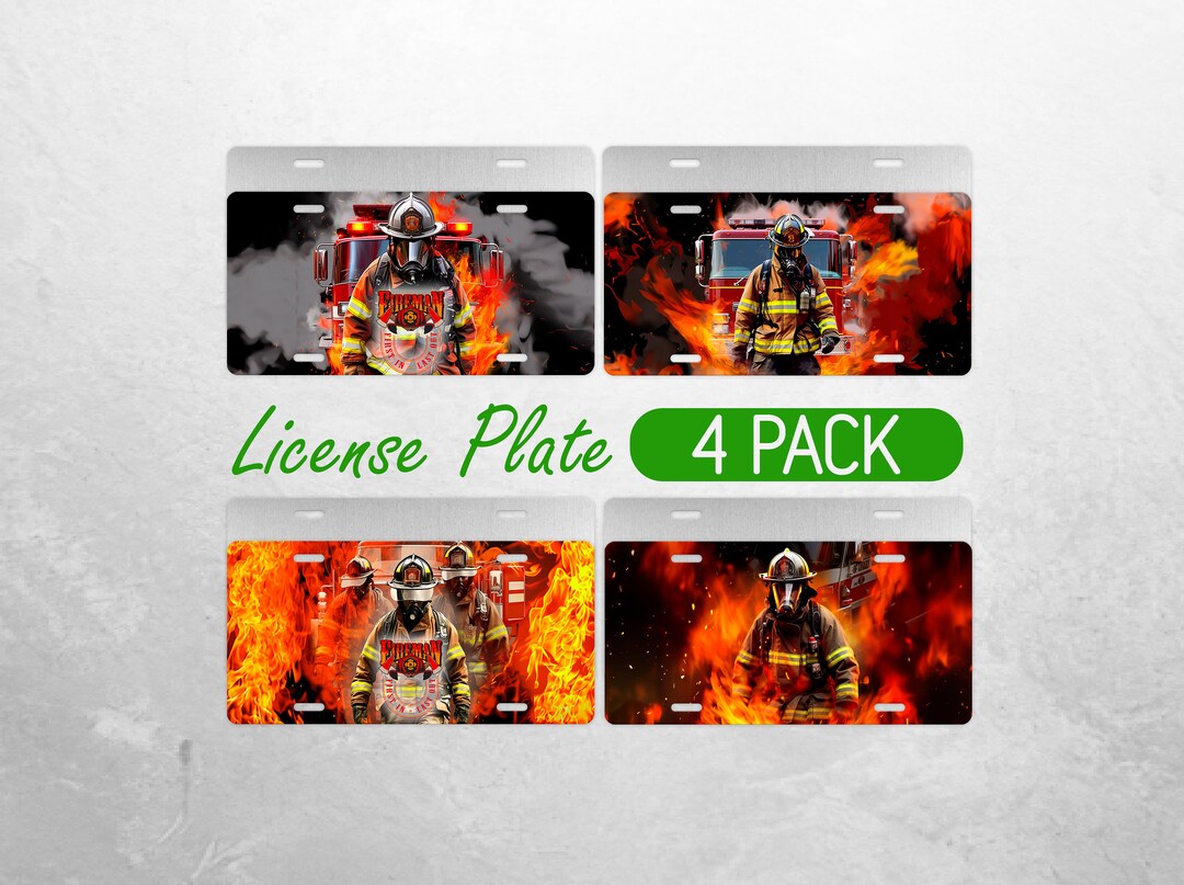 American Firefighter License Plate PNG USA Fireman License Plate Design ...
