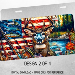 Deer Hunting License Plate PNG American Fishing License Plate Design ...