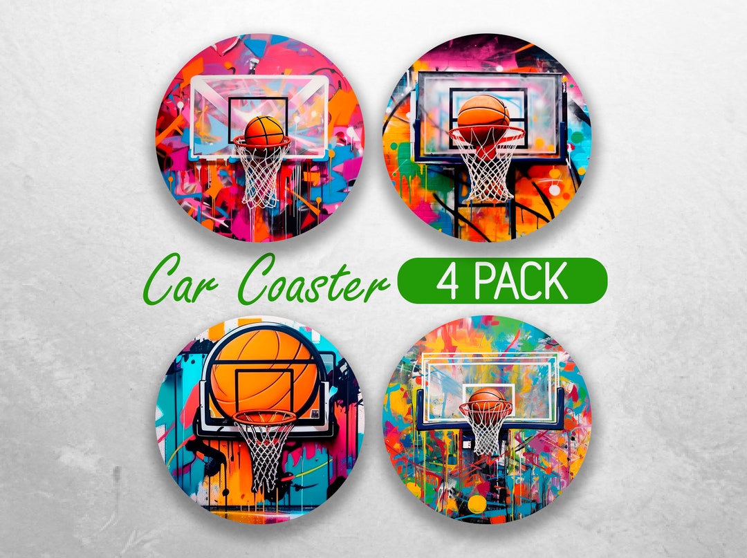 Basketball Car Coaster PNG Graffiti Basketball Car Coaster Sublimation ...