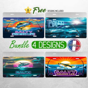 Saltwater Fishing License Plate PNG Bundle Fishing Life License Plate ...