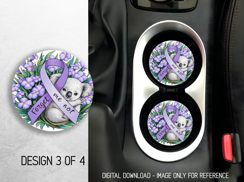 Alzheimer Awareness Car Coaster PNG Bundle Forget Me Not Coaster Png ...