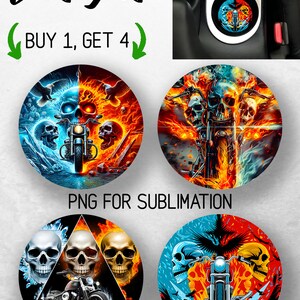 Motorcycle Car Coaster PNG Bundle Fire Skulls Coaster Png Sublimation ...