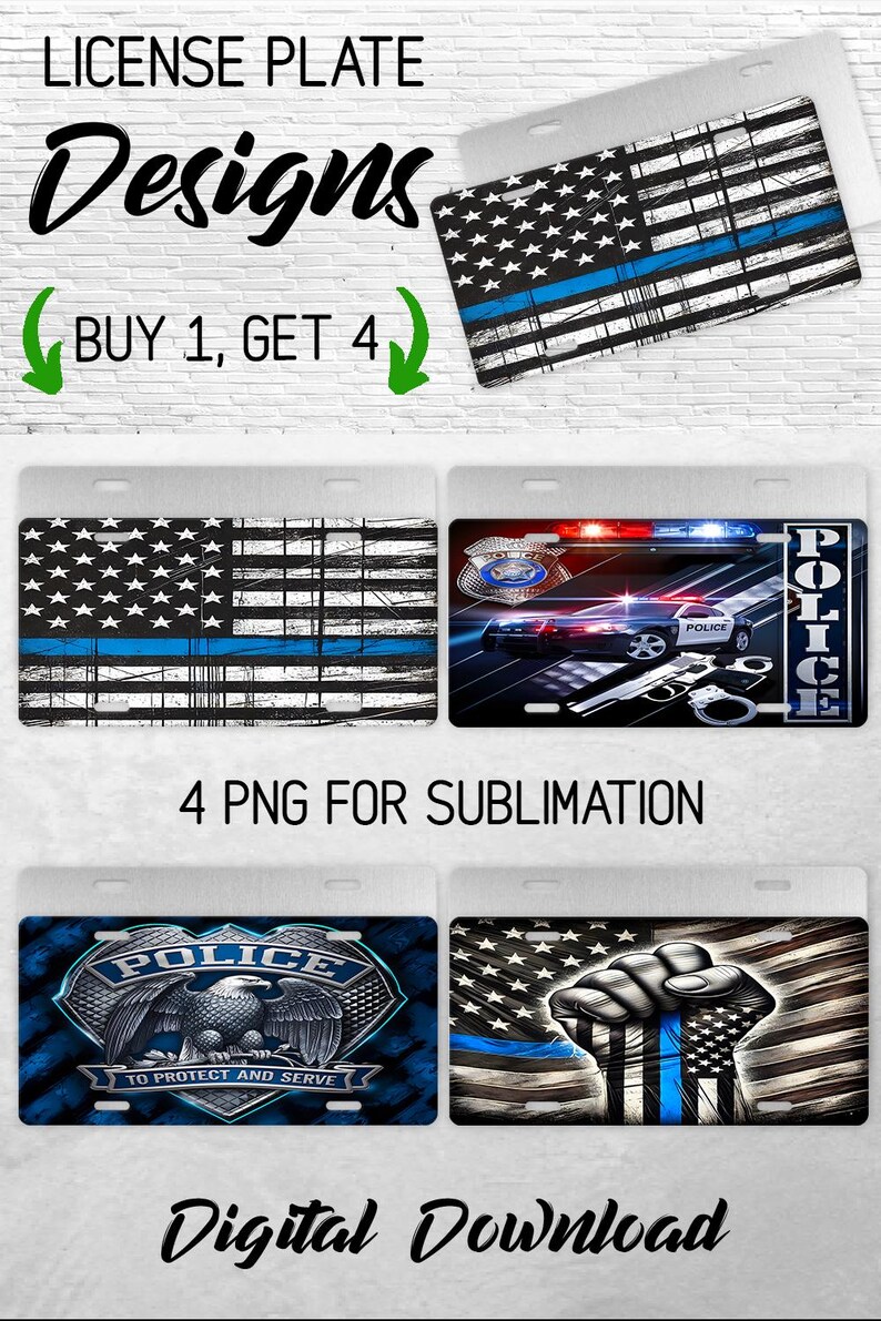 Police License Plate PNG Bundle Police Officer License Plate Design USA ...