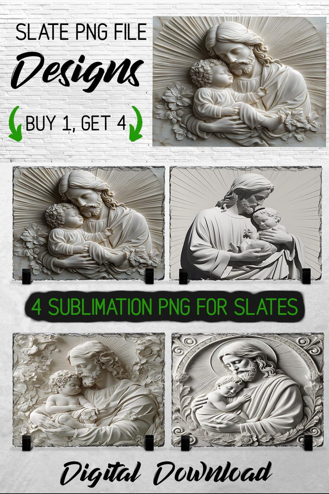 3D Jesus With Baby Slate PNG Christian Bible Slate File Bundle ...