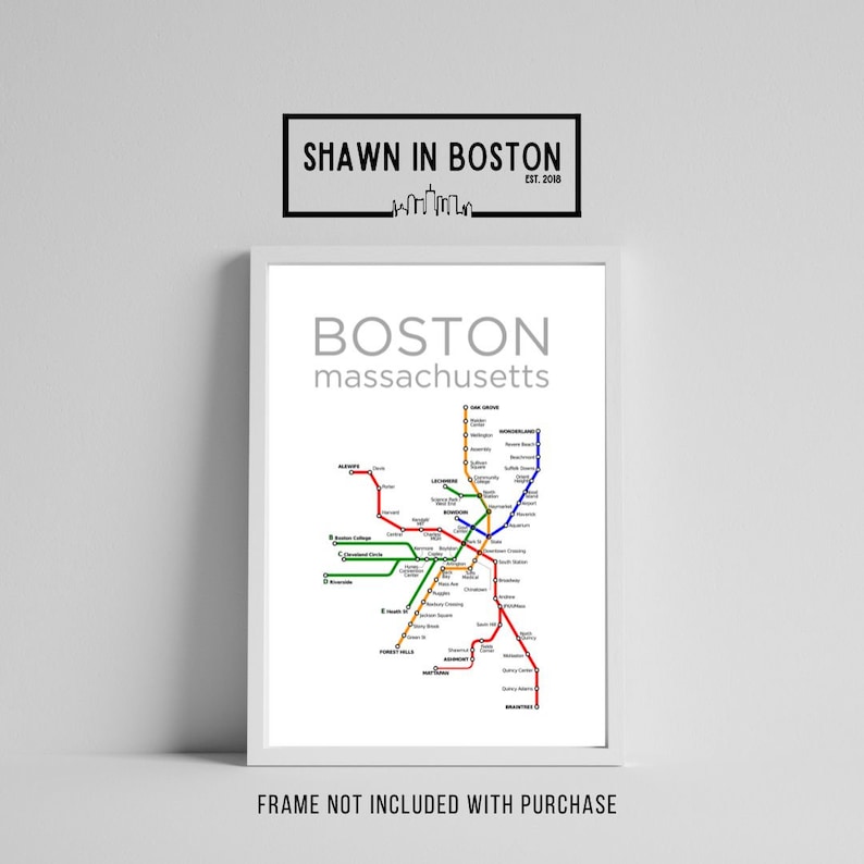 POSTER | MBTA Subway Map Poster, Print, Canvas, Foam Board - Etsy