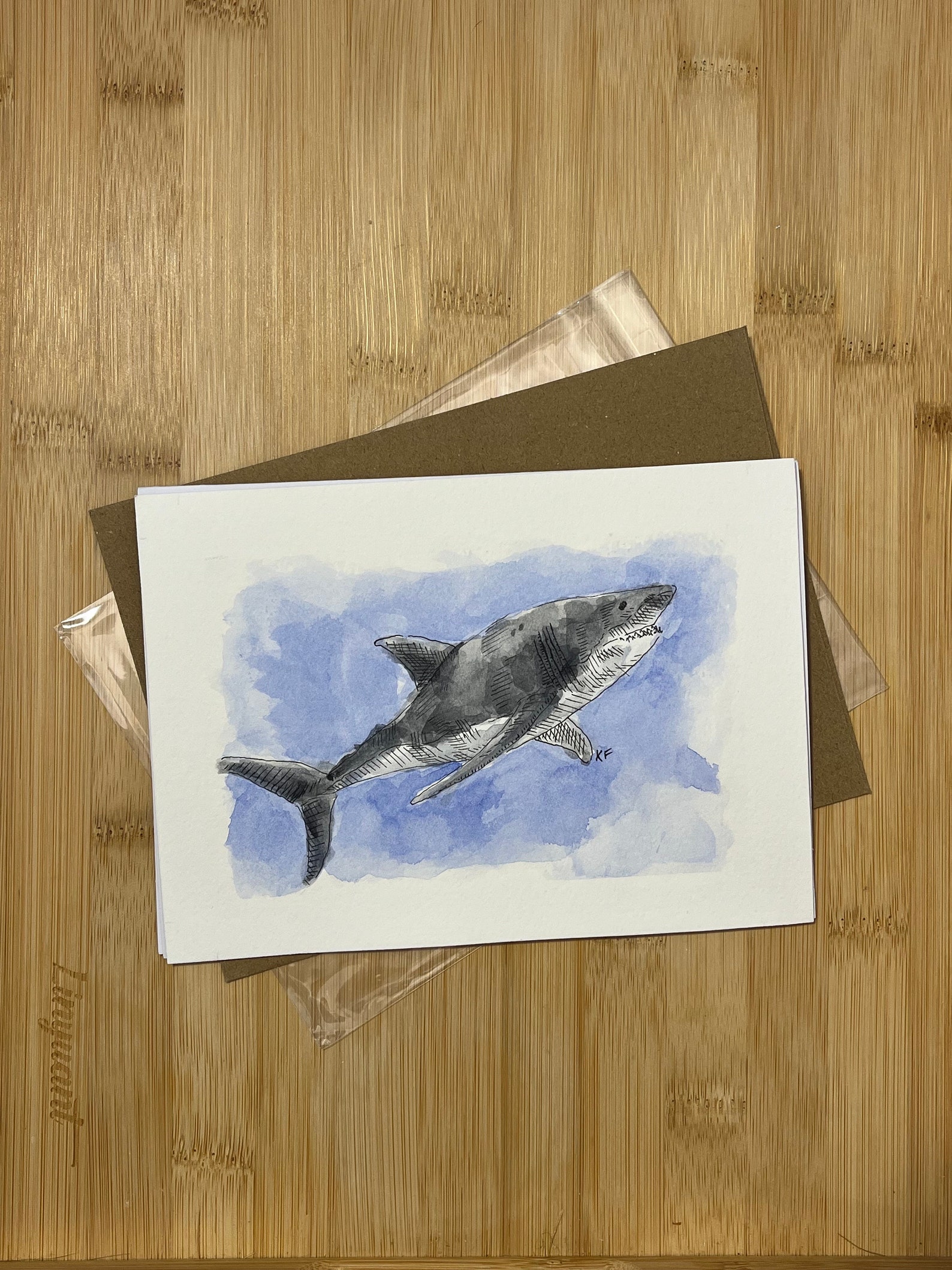 Great White Shark (03) Watercolor Print; Card - Etsy