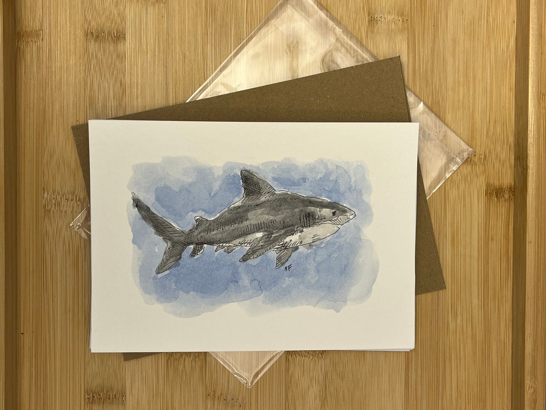 Bull Shark (02) Watercolor Print; Card - Etsy
