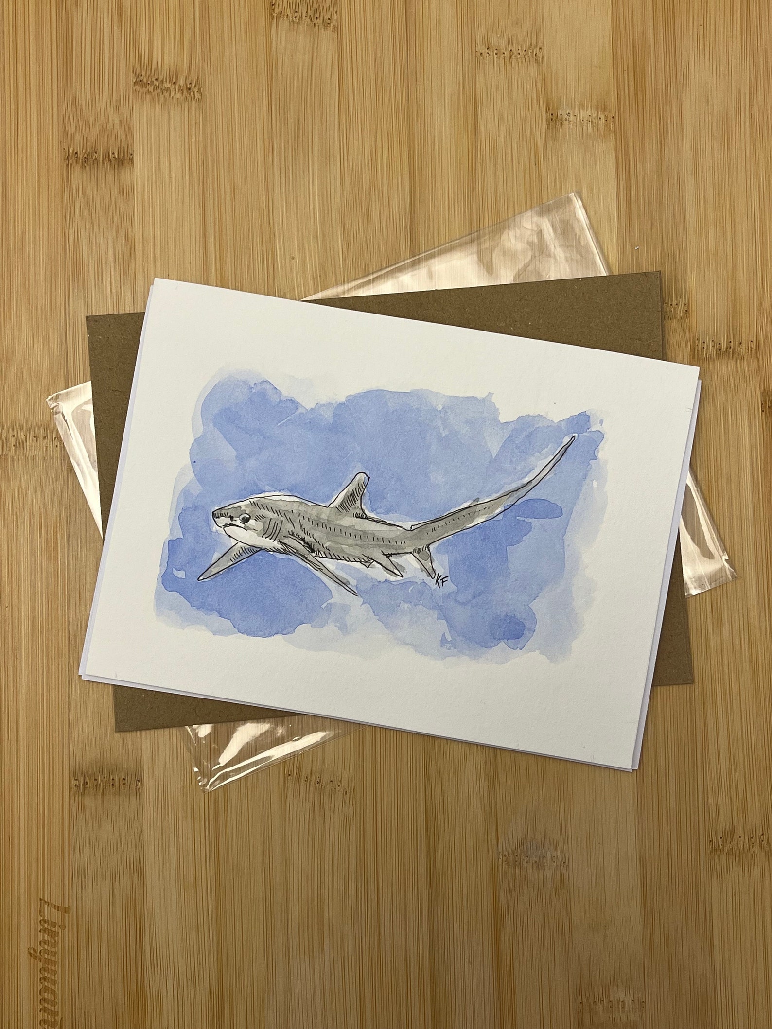 Thresher Shark (01) Watercolor Print; Card - Etsy