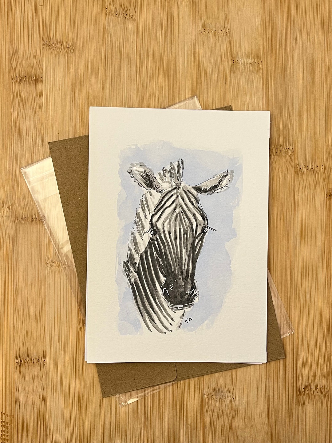 Zebra (01) Watercolor Print; Blank Card - Etsy