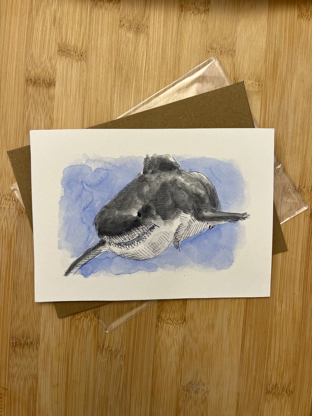Great White Shark (04) Watercolor Print; Card - Etsy
