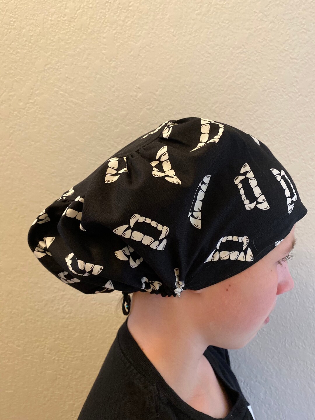 Glow in the Dark Vampire Teeth Scrub Cap, Scrub Cap, Euro Scrub Cap ...