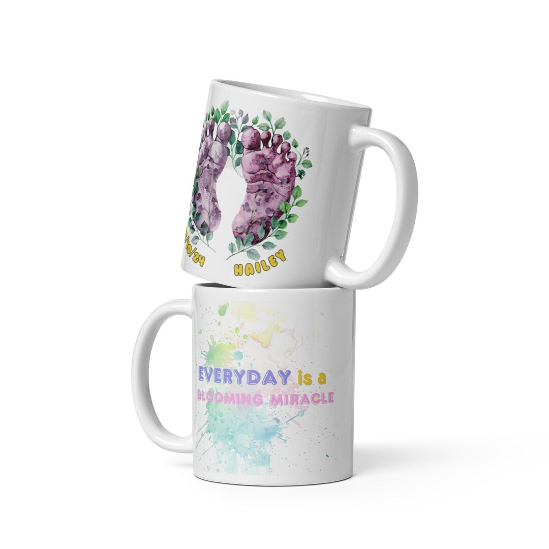 Personalized Baby Footprint Mug, New Mom Keepsake Gift, Moms to Be, New ...
