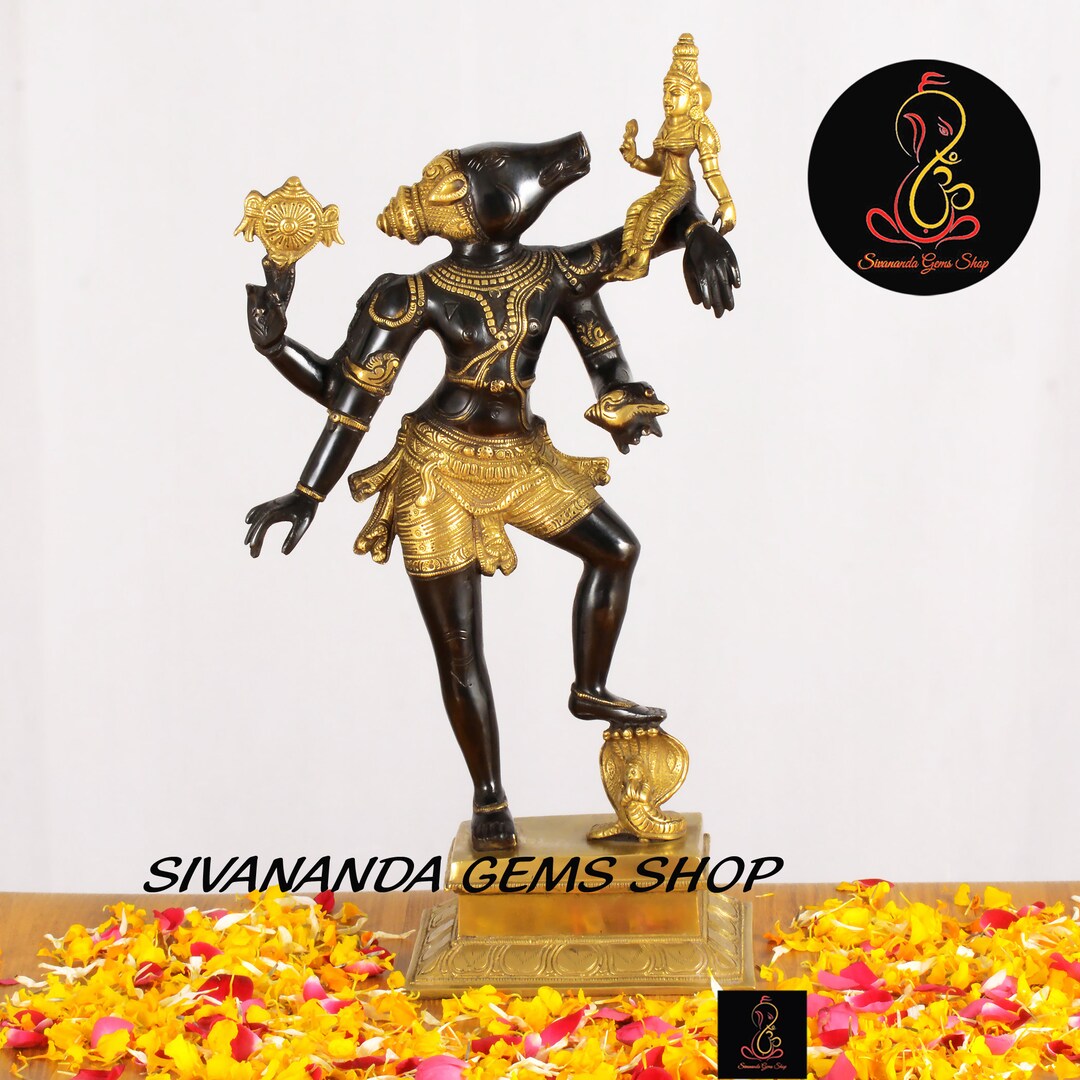 18" Brass Varaha Vishnu Statue - Hindu Altar Decor - Etsy