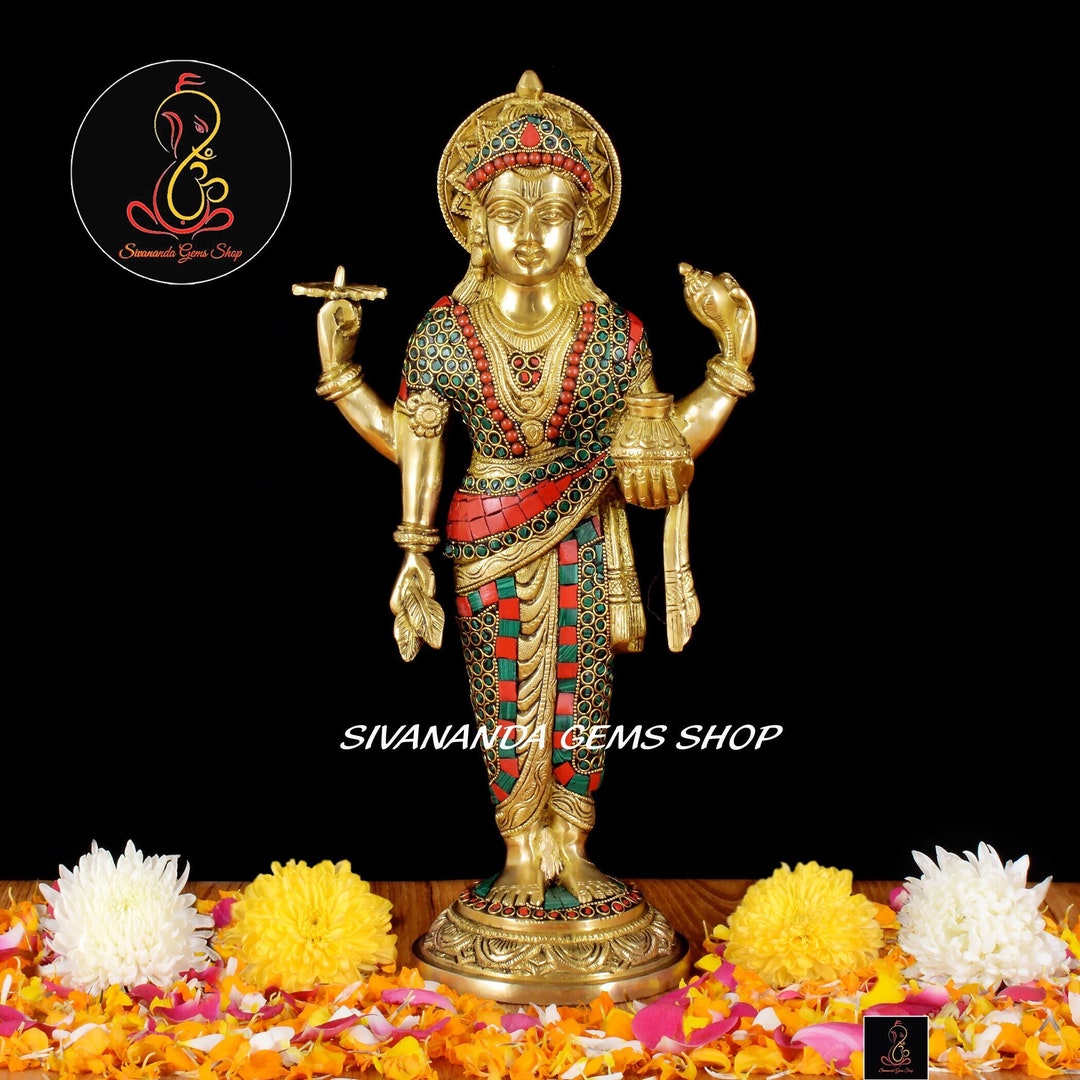 Brass Dhanwantari Idol, 15 Inches Ayurveda God Lord Dhanvantari Statue ...