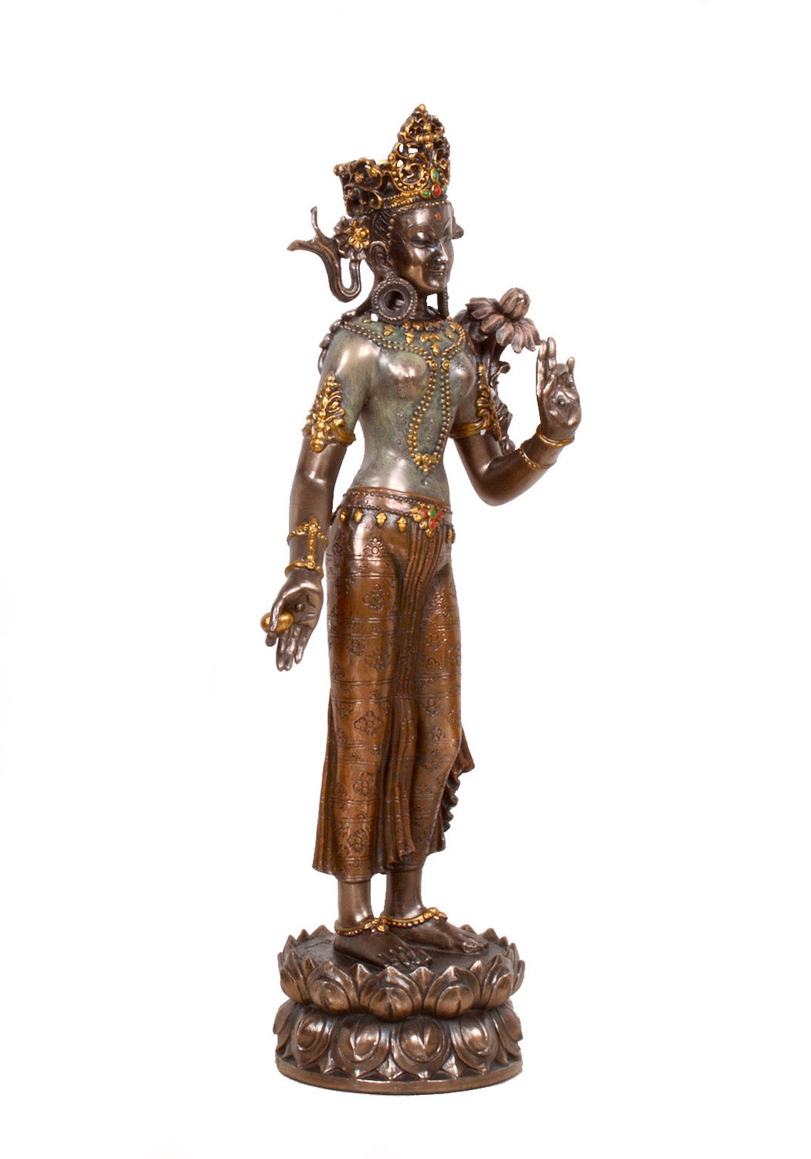 Tara Statue, 12.25 Inch, Standing Tara Statue, Tibetan Goddess ...