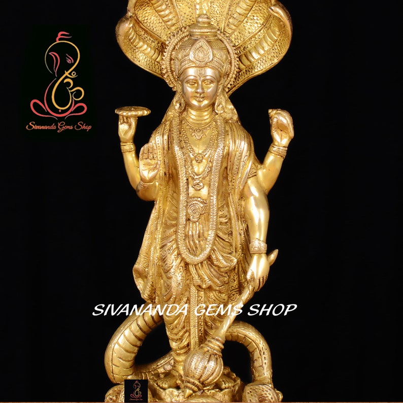 Large Brass Lord Vishnu Statue: Hindu Narayan Idol, 17.5 Inch - Etsy