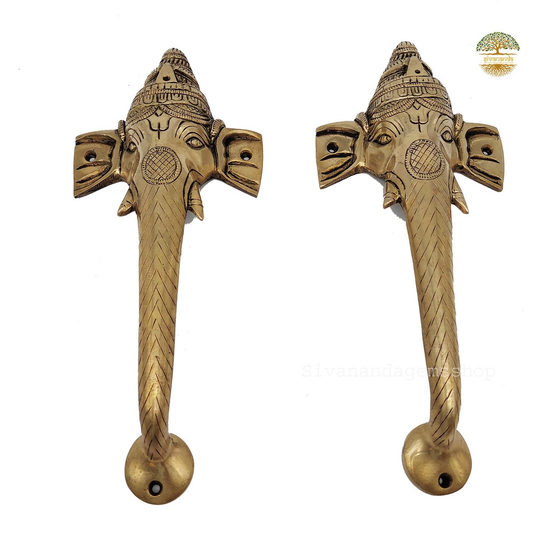 Ganesha Door Handle- Indian Brass Old Style House Handle Bronze Patina ...