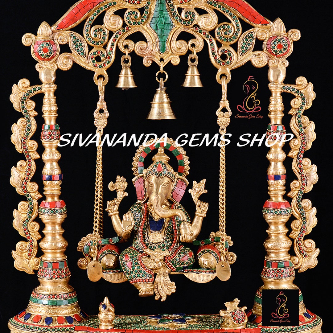 Large Brass Swing Ganesha Statue: Hindu God Vinayaka (68 CM) - Etsy