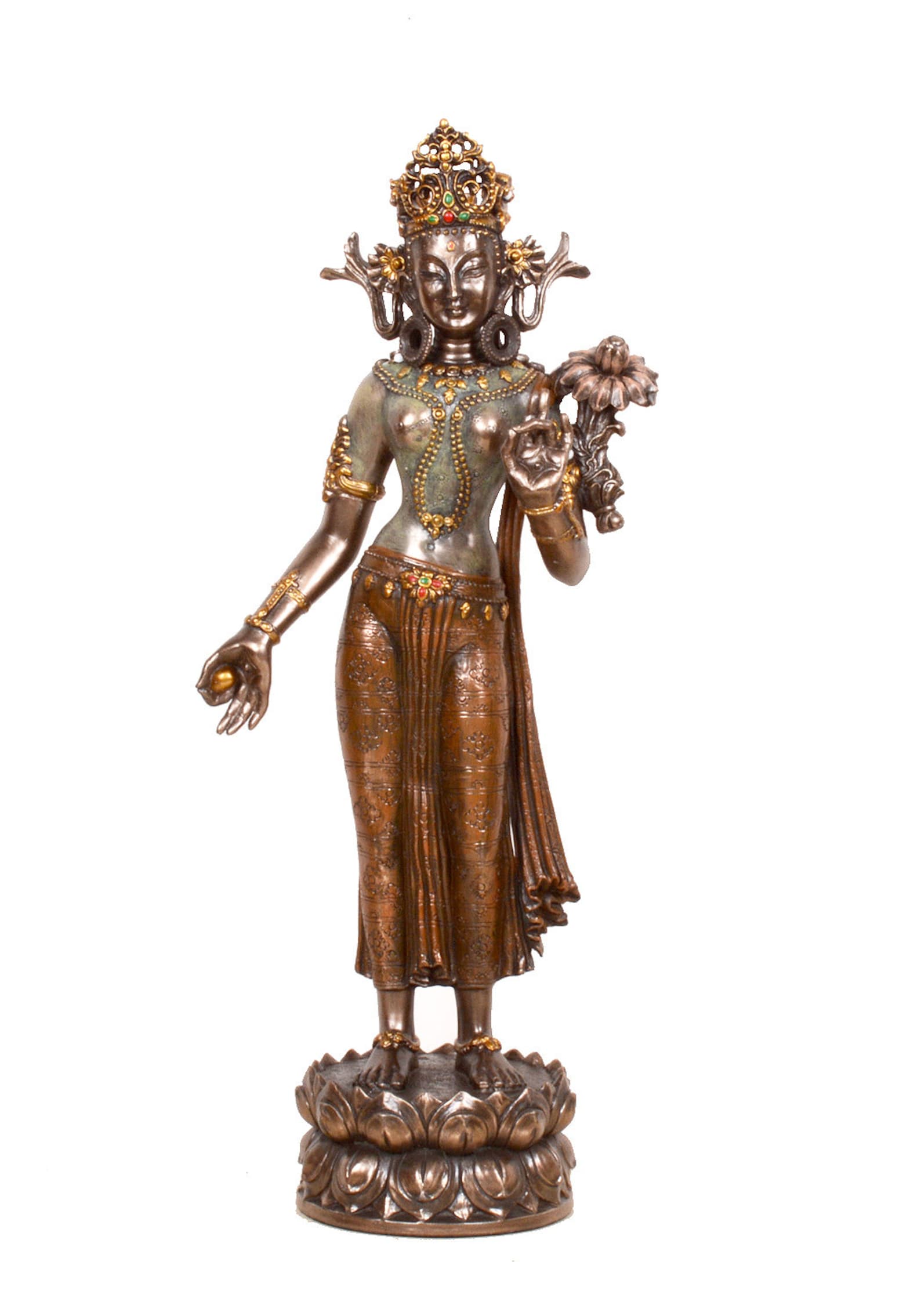 Tara Statue, 12.25 Inch, Standing Tara Statue, Tibetan Goddess ...