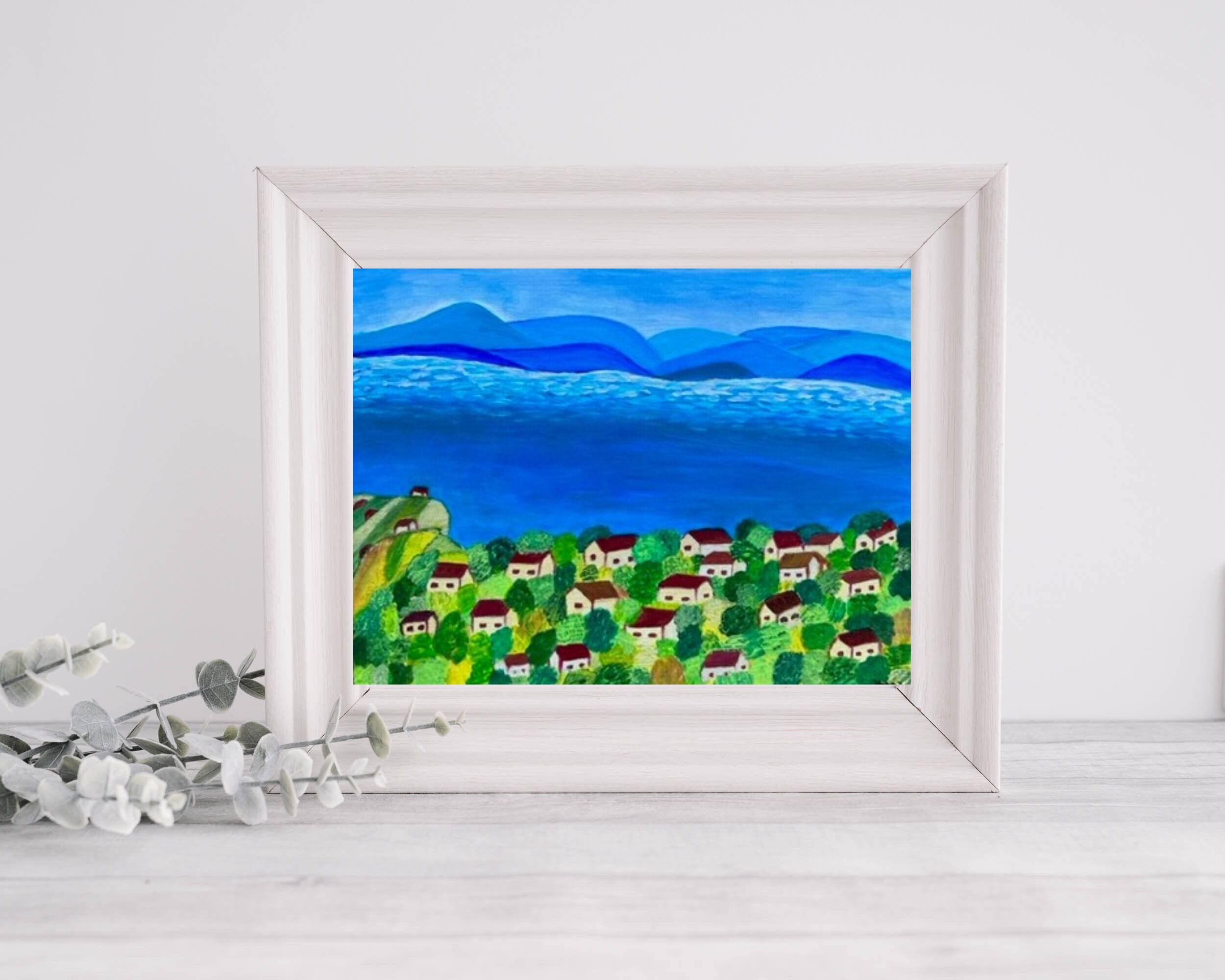 Signed Original Painting Naive Folk Art Happy Art Seaside - Etsy