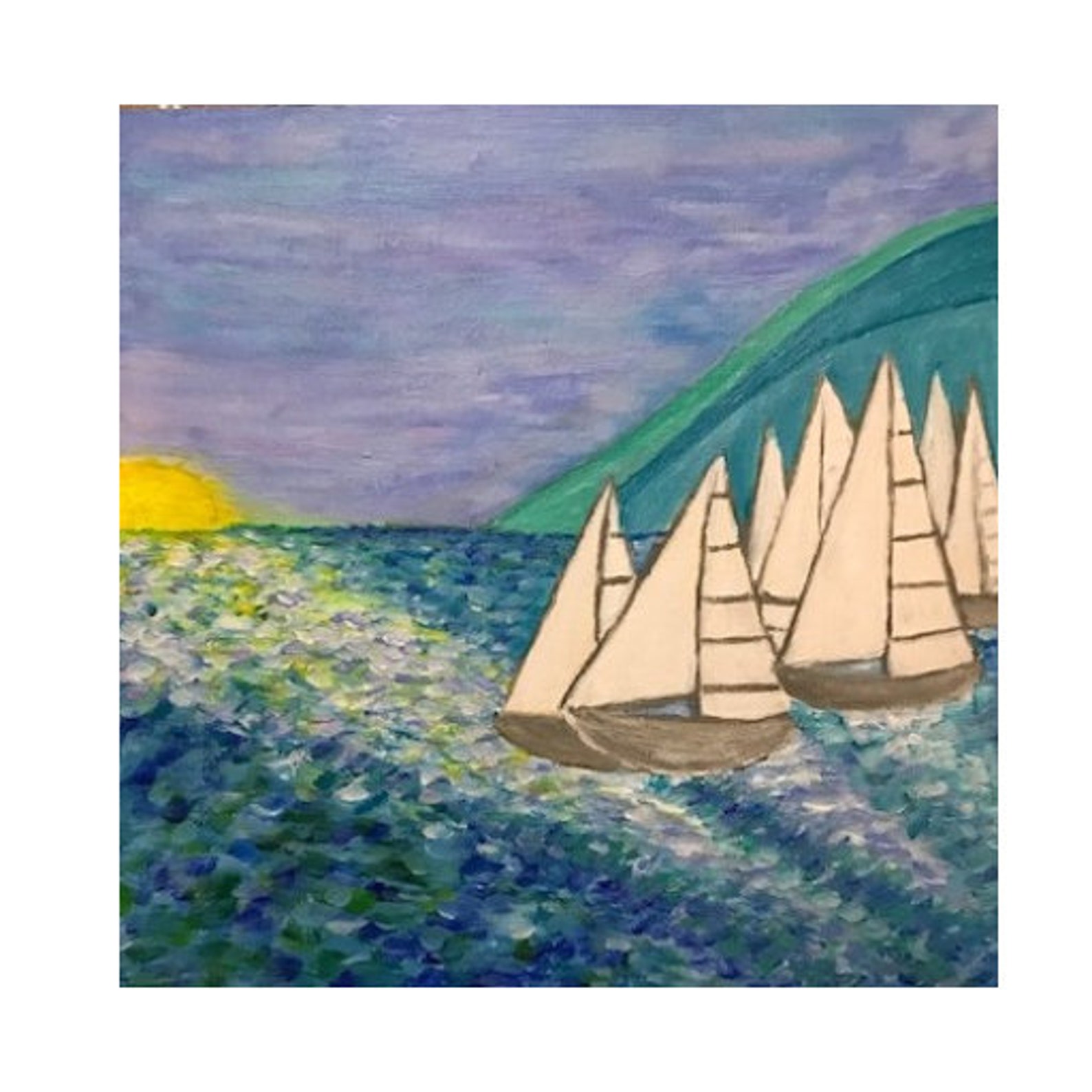 Signed Original Painting Naive Folk Art Happy Art Seaside - Etsy UK