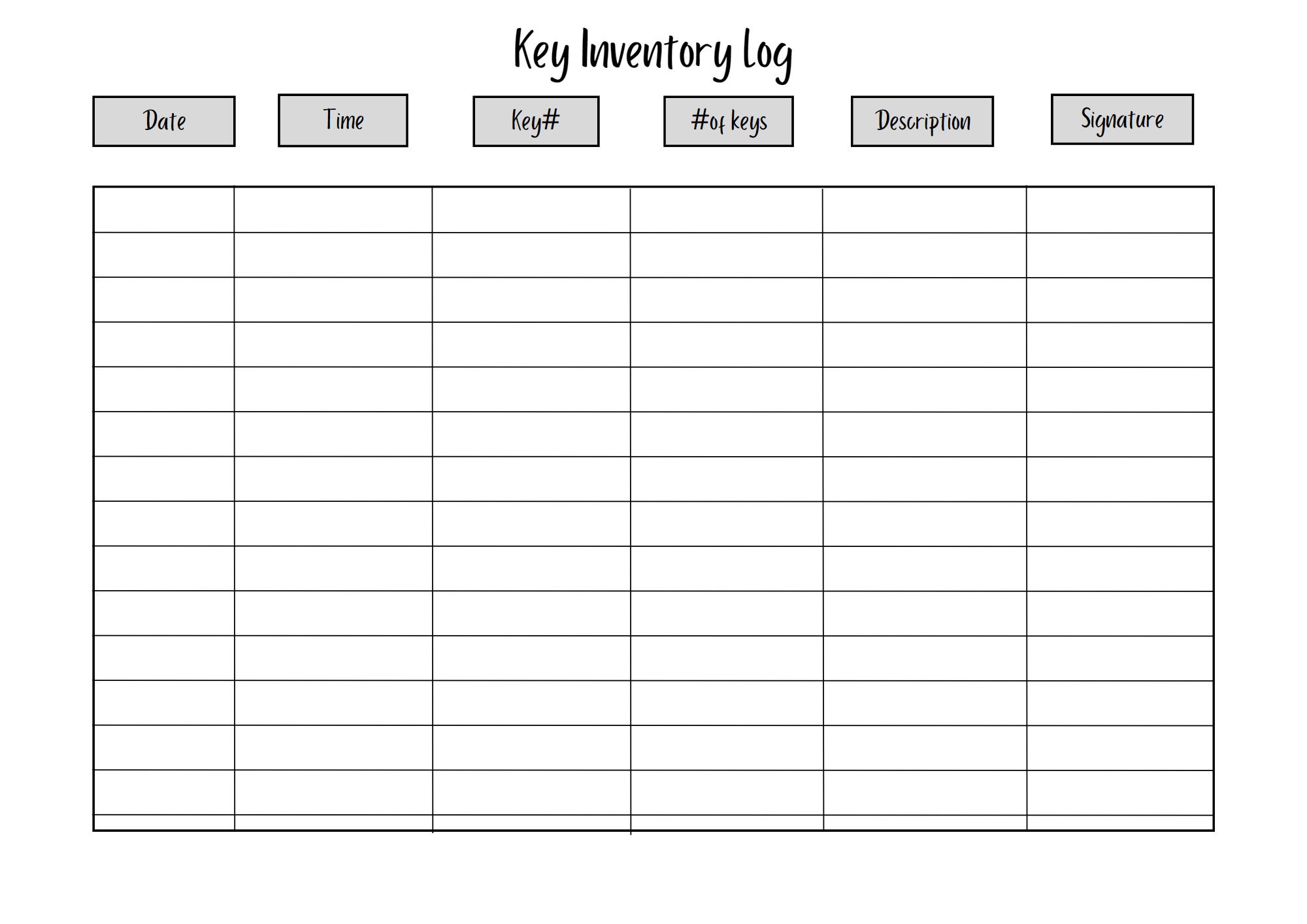 Key Inventory/key Log - Etsy