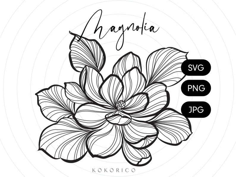 Magnolia Flower SVG, Floral SVG, Wedding Magnolias, Commercial Use ...