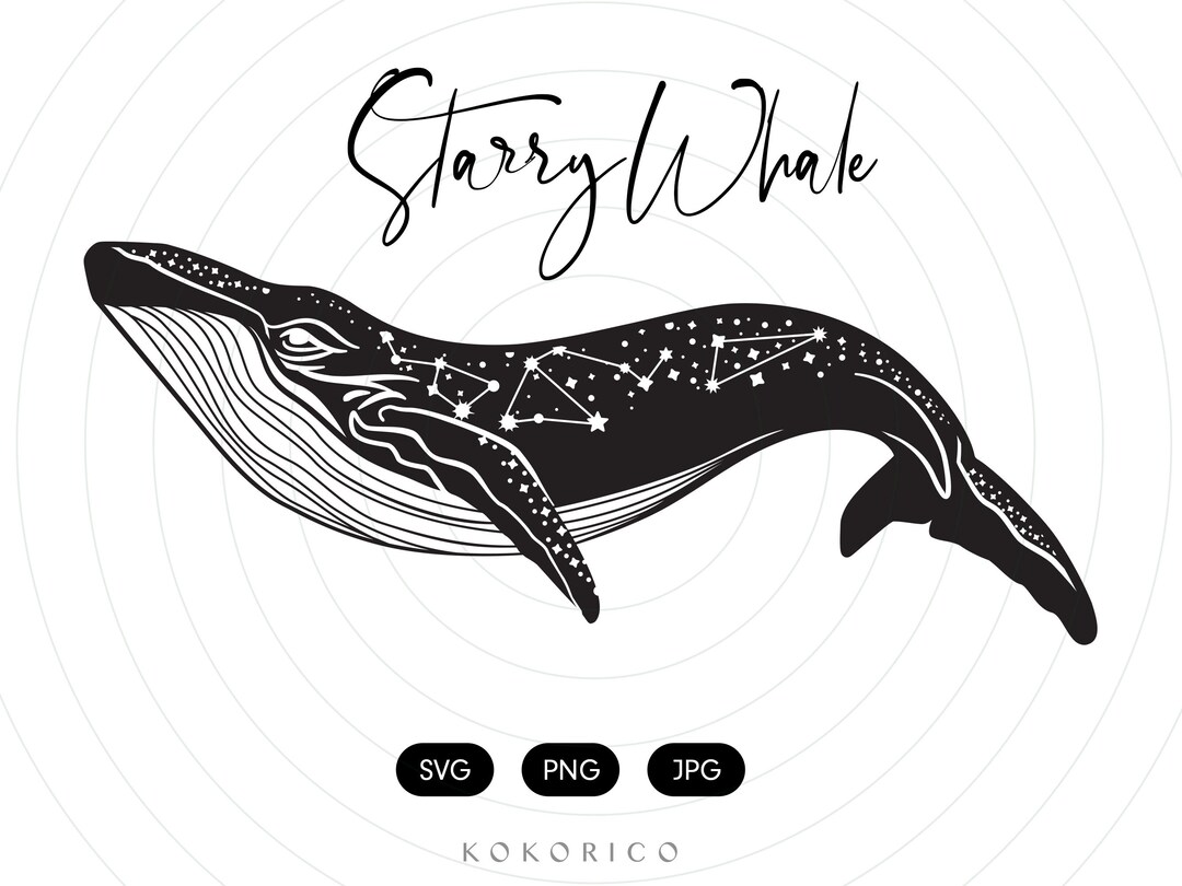 Starry Whale, SVG, Nursery Decal, Commercial Use Clipart, Jpeg, Png - Etsy