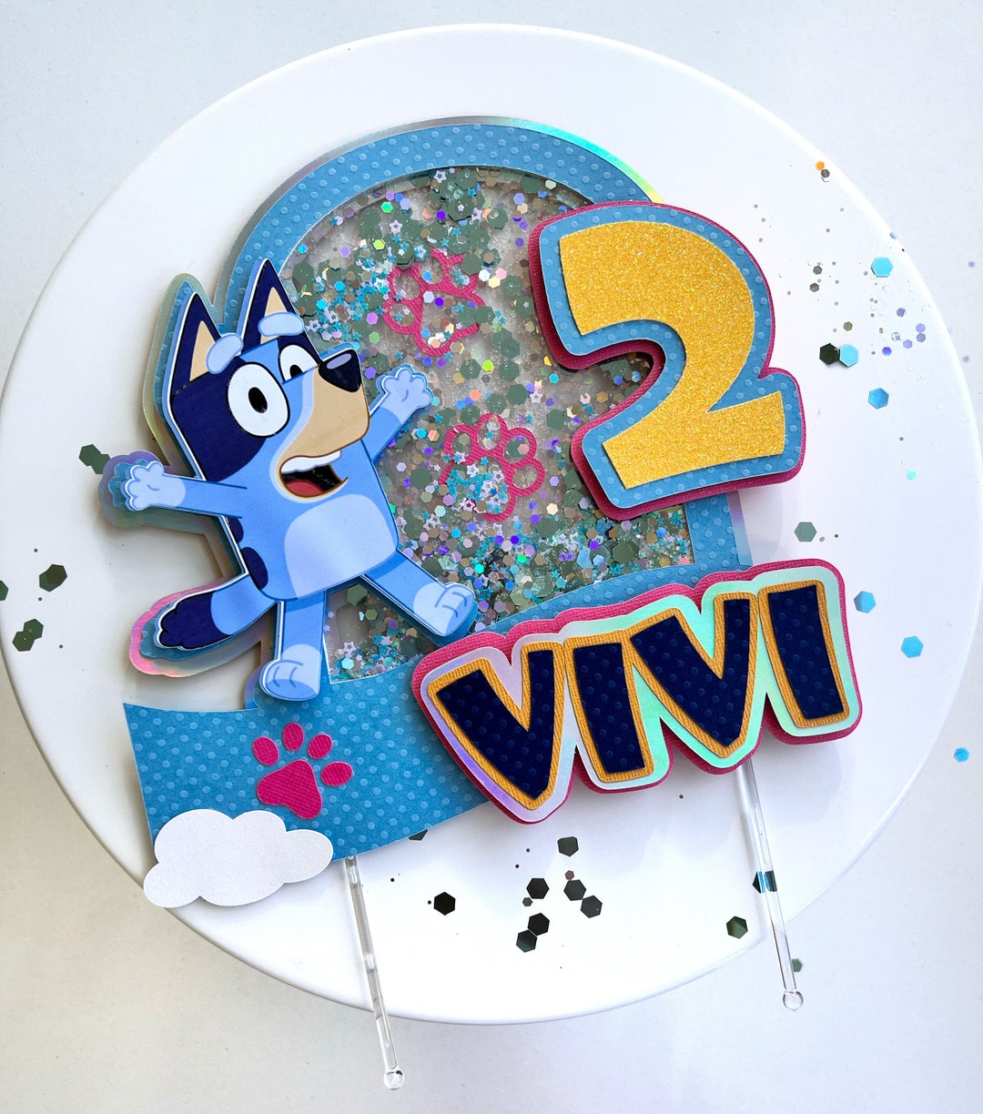 Bluey Cake Topper, Bluey Party Decorations, Bluey and Bingo Cake Topper ...