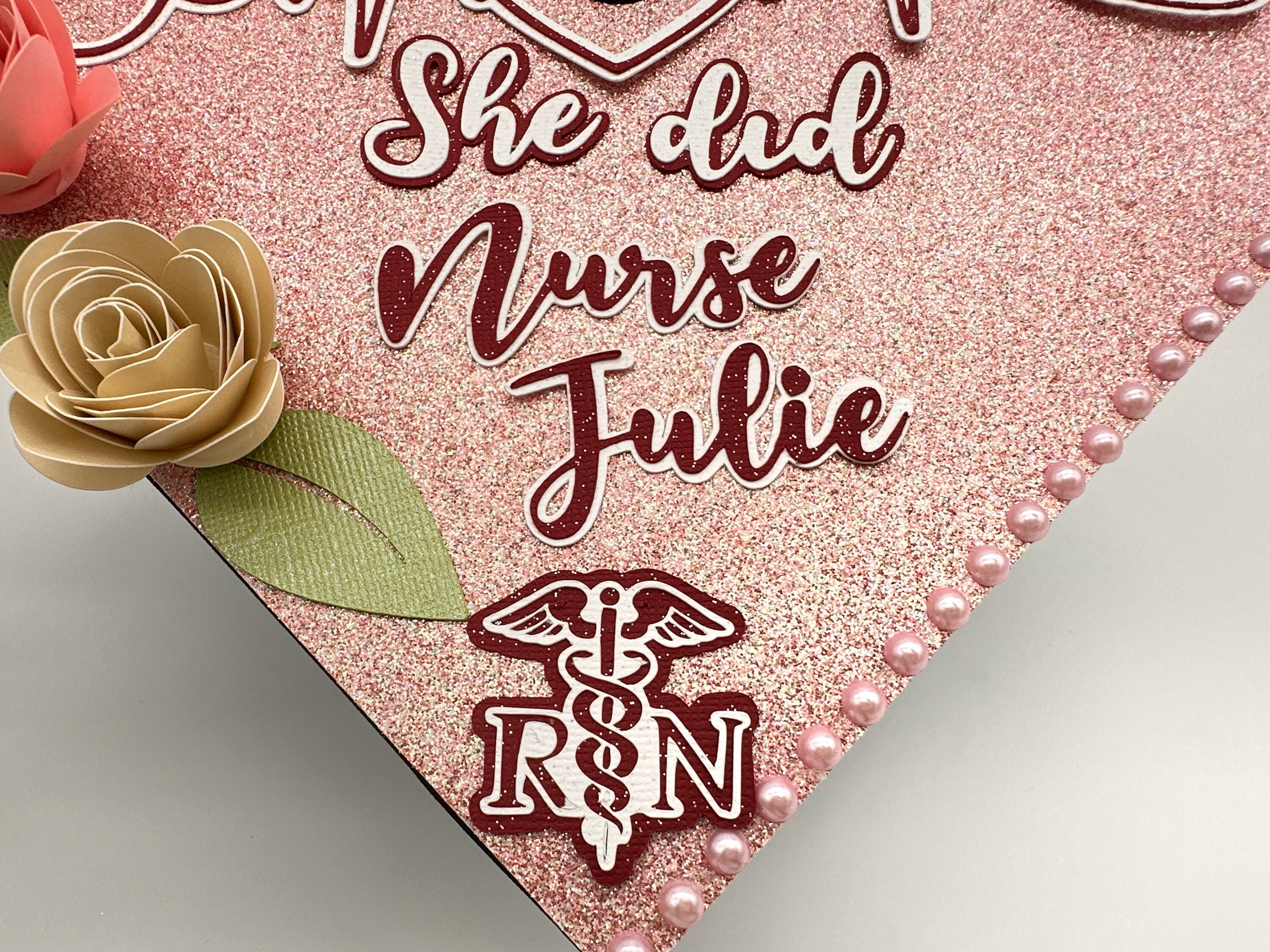 Nurse Graduation Cap Topper, Nursing Grad Cap Topper Flowers, RN Grad ...