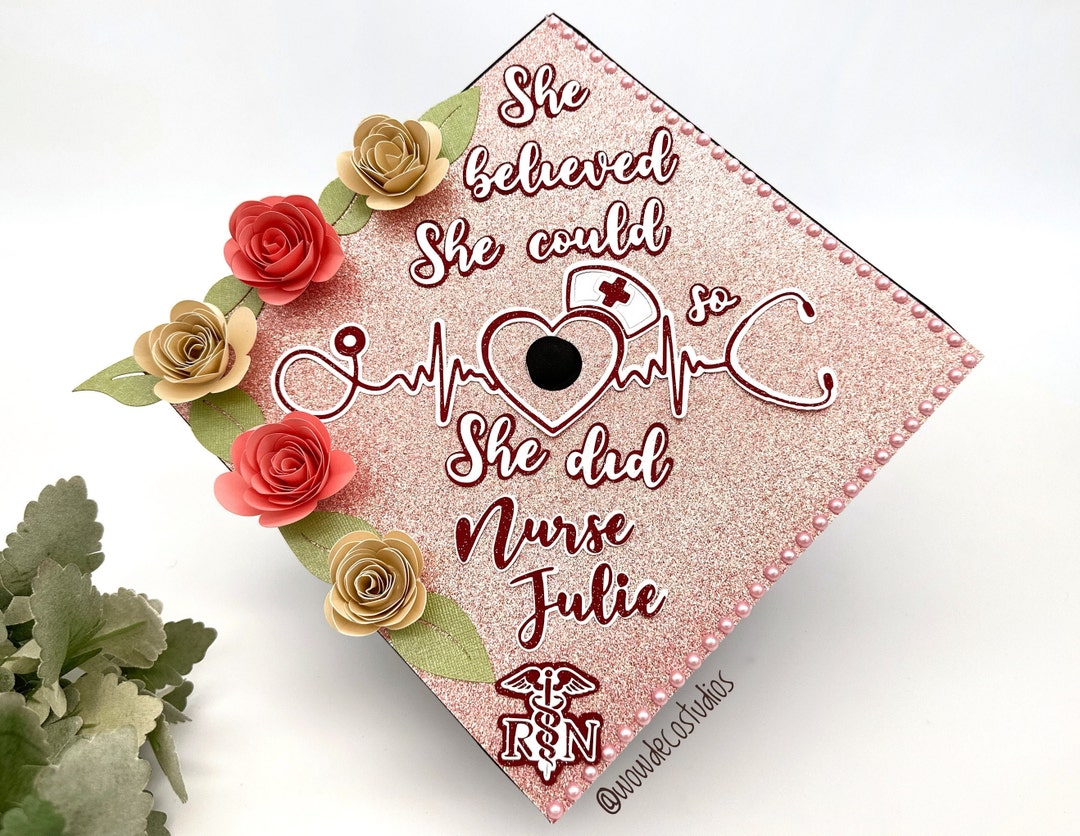 Nurse Graduation Cap Topper, Nursing Grad Cap Topper Flowers, RN Grad ...