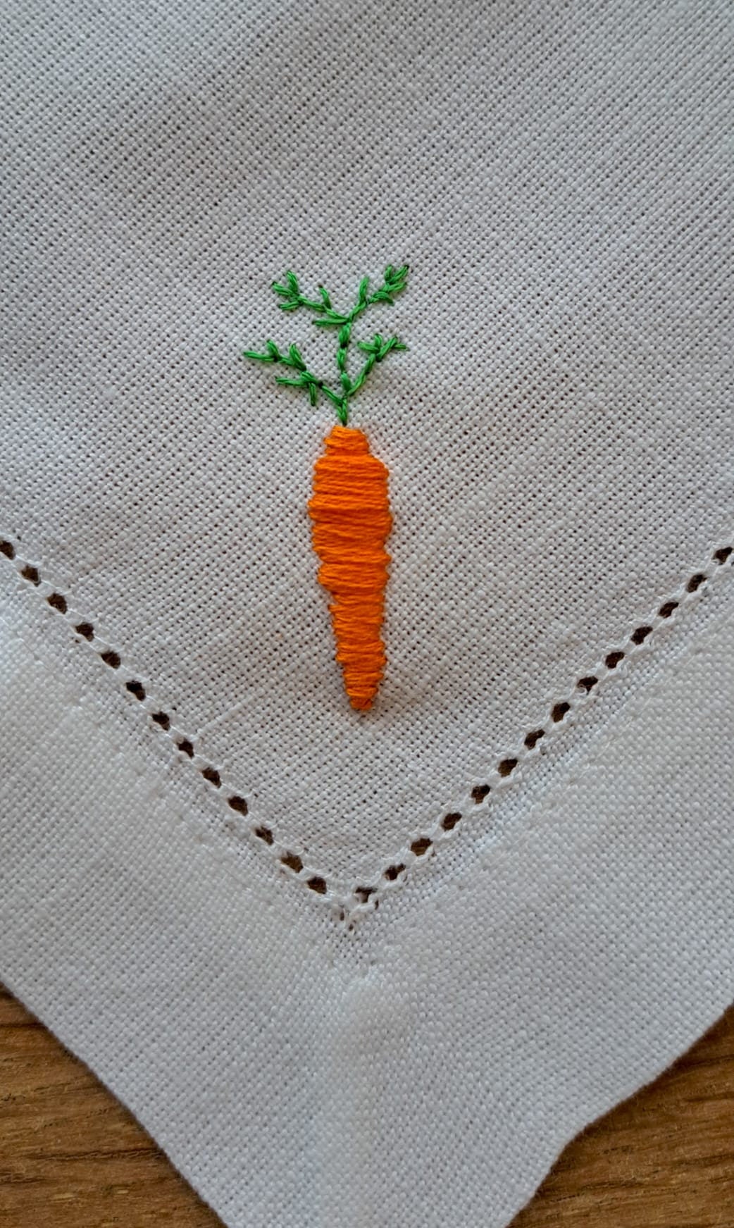Easter Carrot Bunny Hemstitched Serviette, Handkerchief, Handsewn, Hand ...