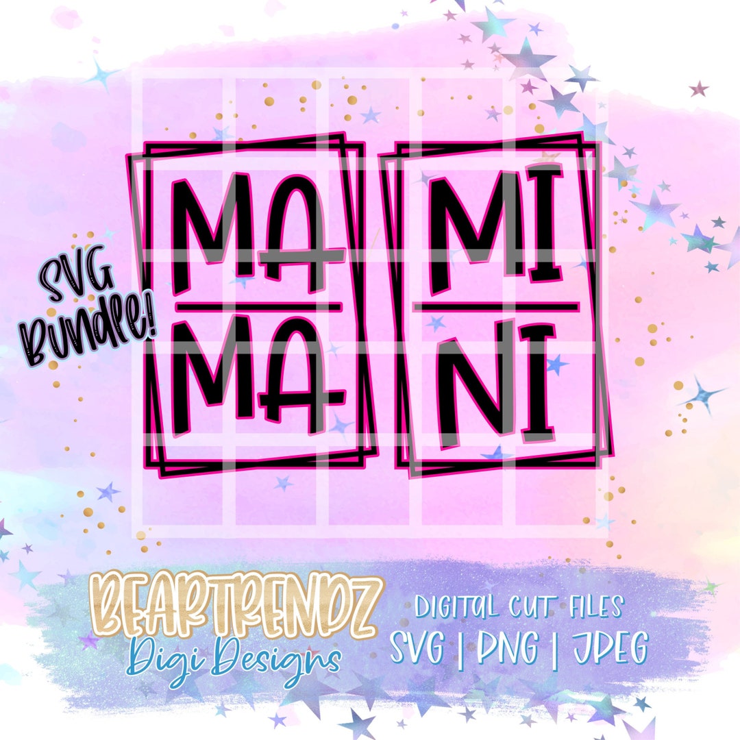 Mama Mini Svg, Mama Svg, Geometric Svg, Double Square Svg, Rock N Roll ...