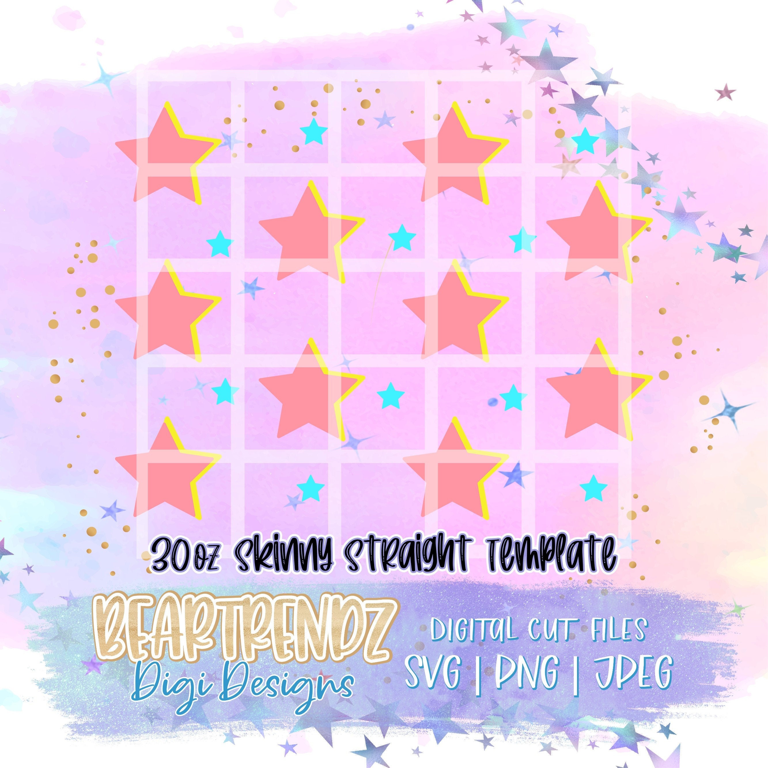 30oz Skinny Straight Star Template With Offset Svg Cricut Cut - Etsy